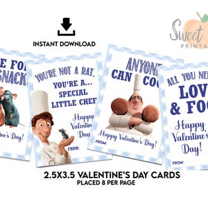 Ratatouille Valentine's Day Cards Printable Digital Instant Download ...