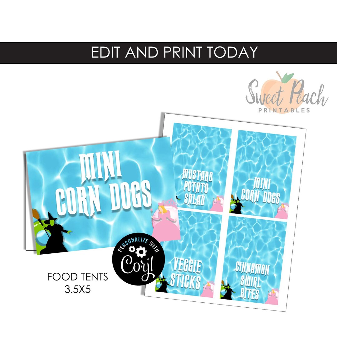 Wicked Pool Party Food Tents EDITABLE Digital 3.5x5 Instant Download ...