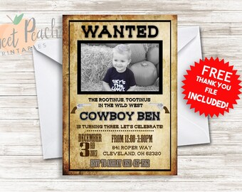 Wanted Poster Birthday Invitation Any Birthday Western Theme Photo ...