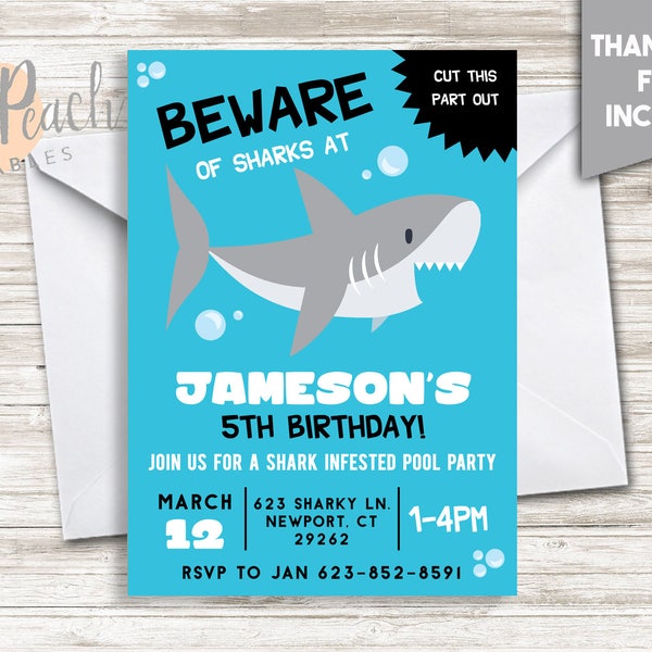 Shark Bite Invite - Etsy