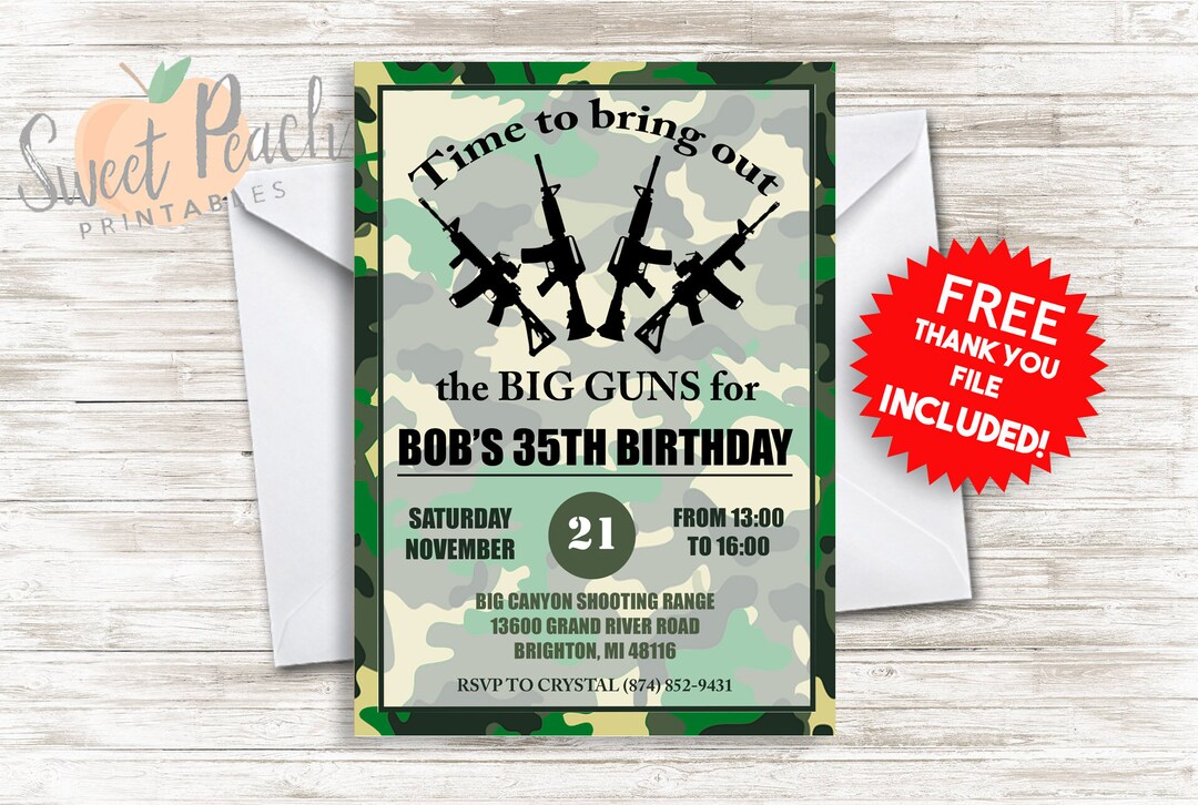 Shooting Range Birthday 5x7 Digital Personalized 2A Second Amendment ...