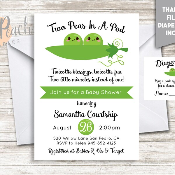 Two Peas in a Pod Invitation - Etsy