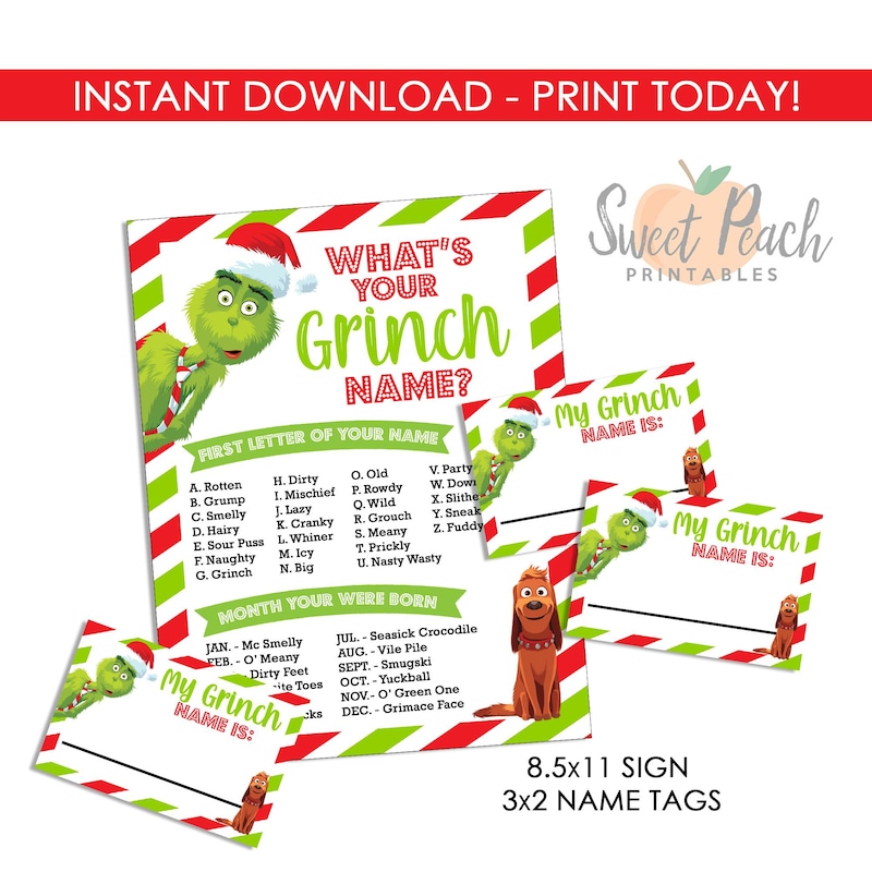 Grinch Gift Name Tags - 60+ Gift Ideas for 2025