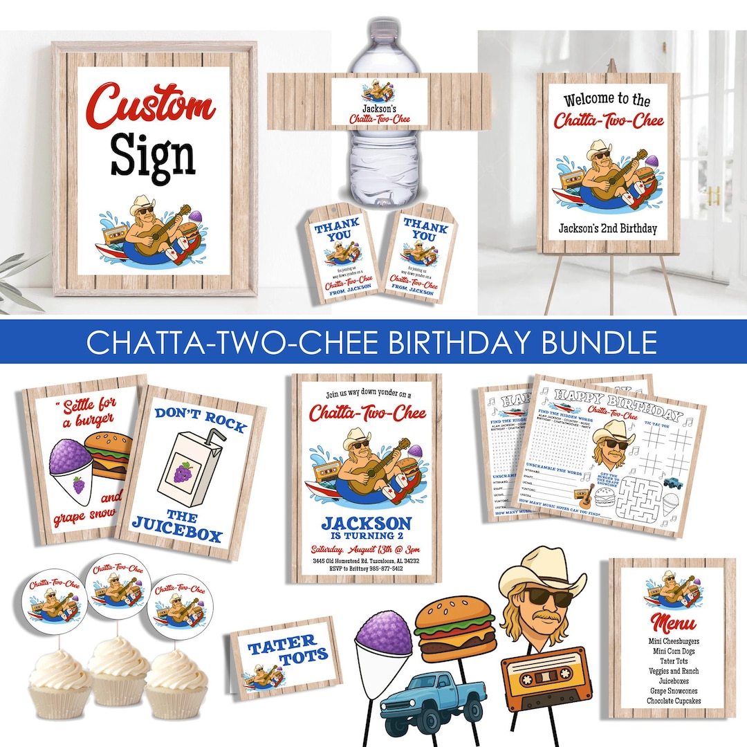 Chatta TWO Chee Birthday Invitation Bundle Invite EDITABLE Template ...