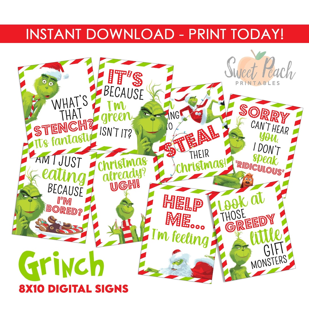 Grinch Movie Signs Printable Instant Download Quotes Party Decor ...