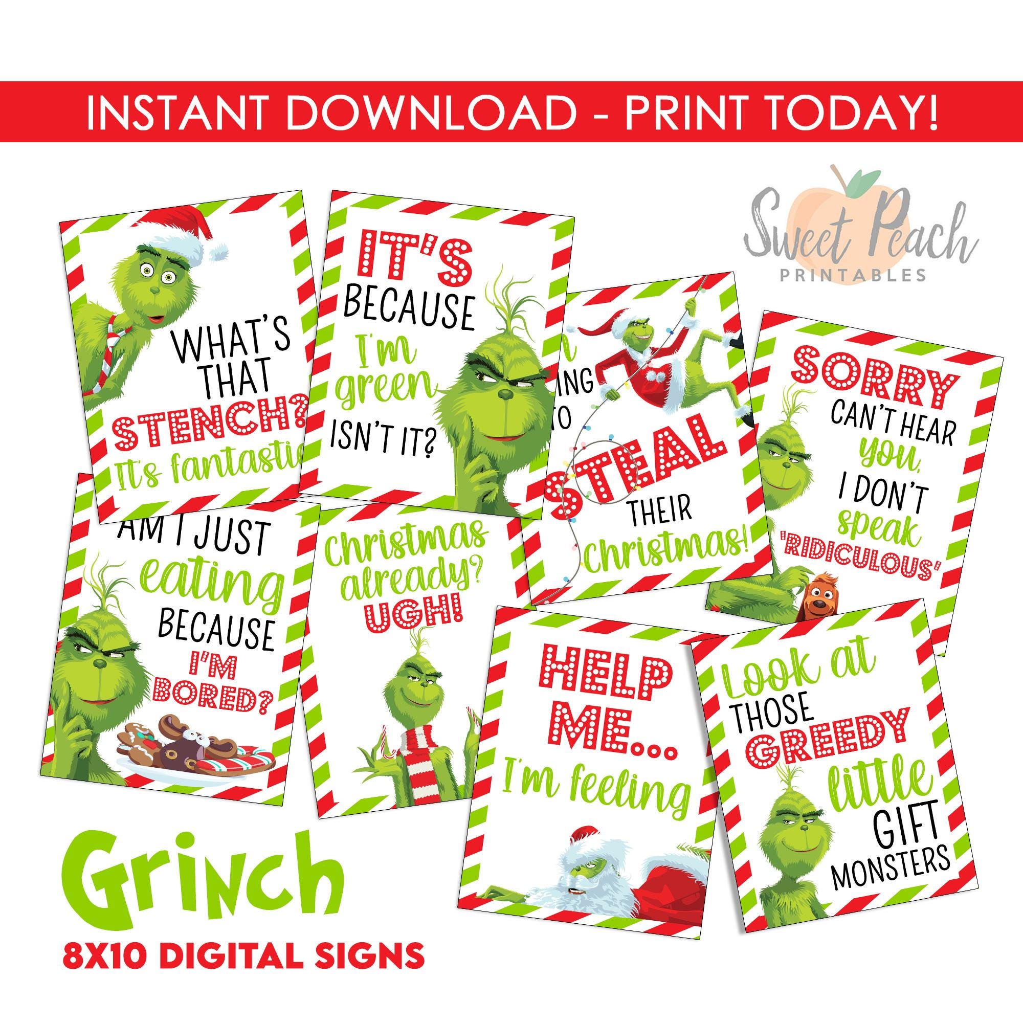 Grinch Movie Signs Printable Instant Download Quotes Party Decor ...