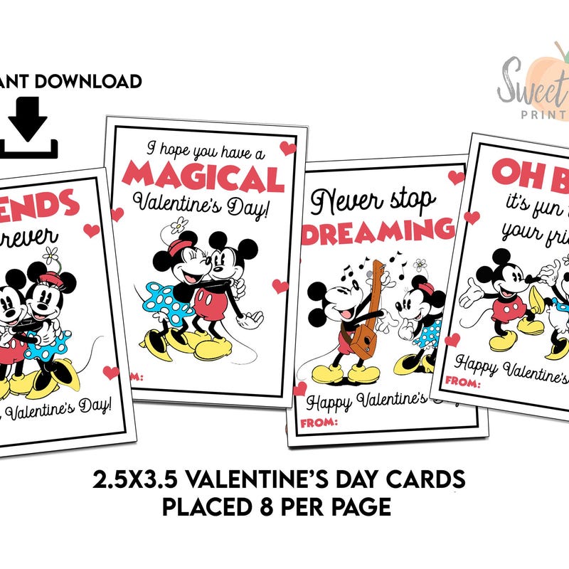 Valentines Day Card Mickey Mouse - Etsy