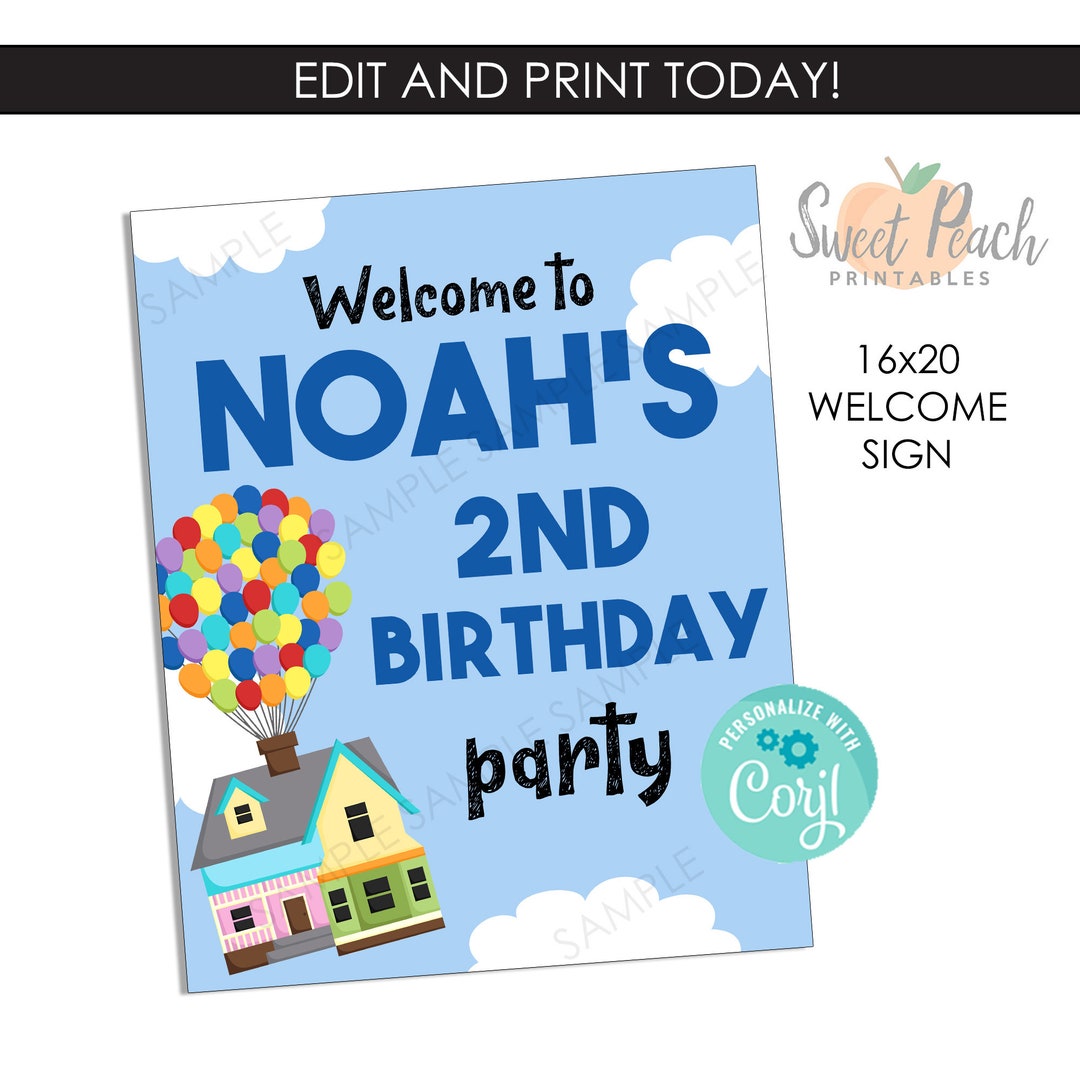 UP Welcome Sign Birthday Poster Digital 16x20 Template Editable Instant ...