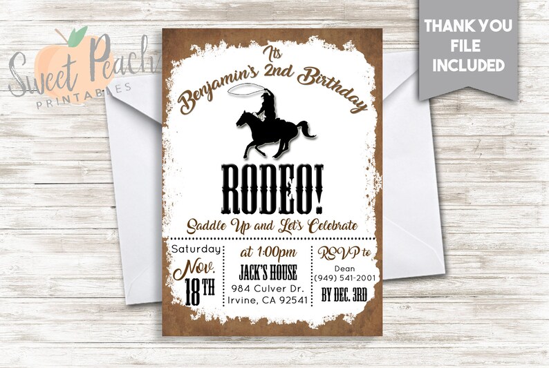 Rodeo Birthday Invite Invitation 5x7 Digital Personalized - Etsy