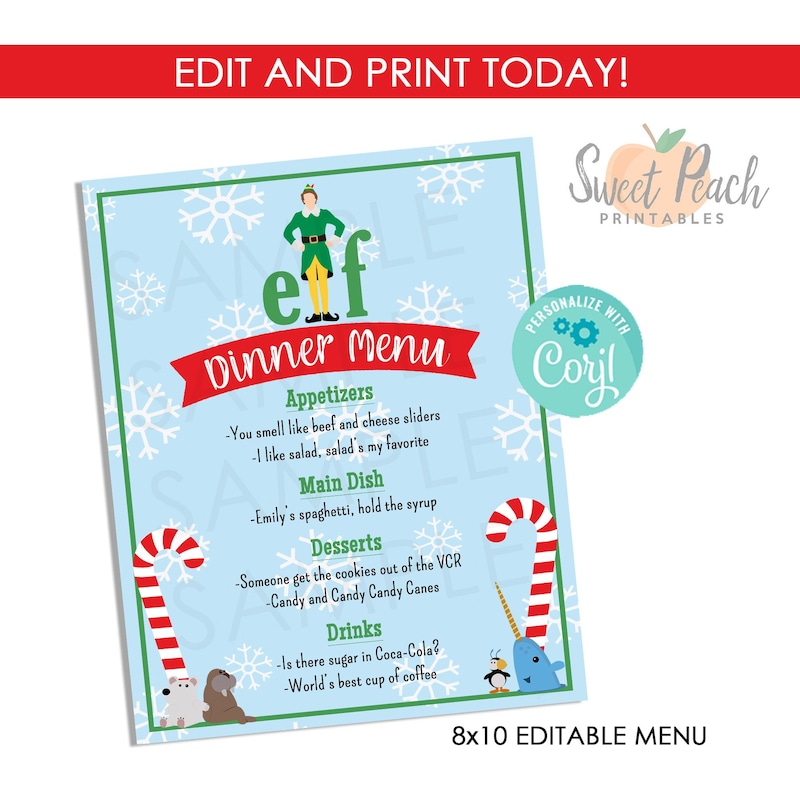 The Movie Elf Food - Etsy