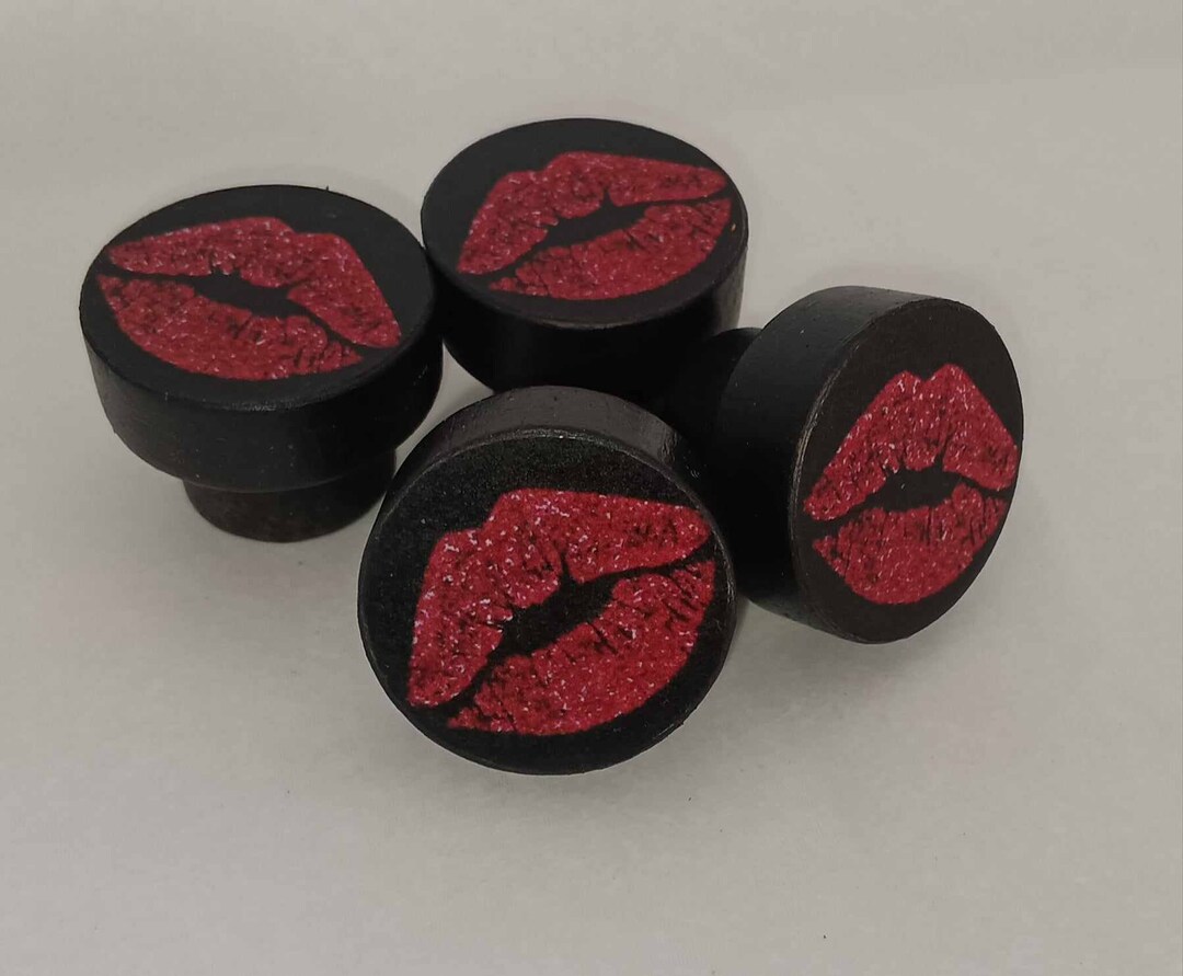 Lipstick Red Kiss Lips 1 Inch Custom Made Wooden Drawer Cabinet Knobs ...