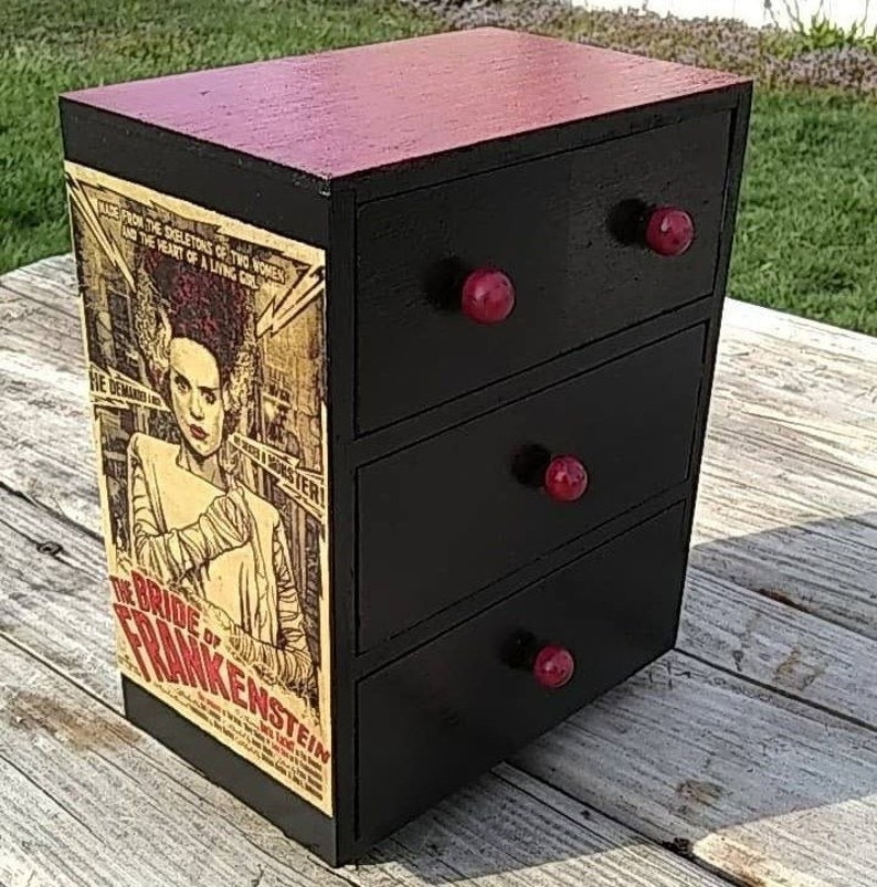 Custom Made Bride of Frankenstein Mini 4 Drawer Jewelry Chest - Etsy