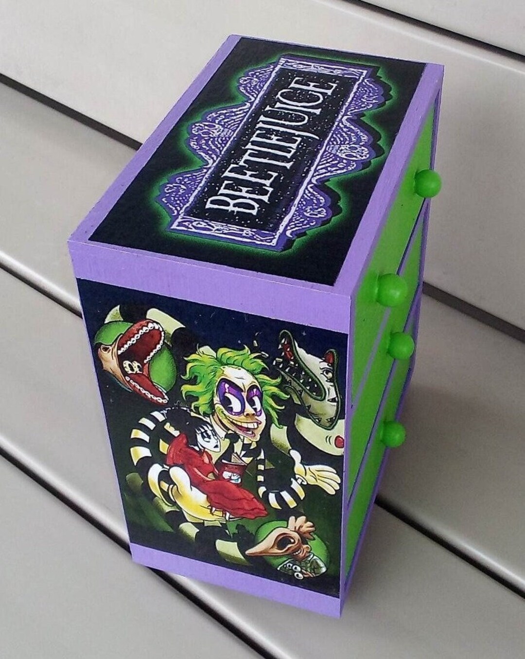 Custom Made Beetlejuice Lydia 4 Drawer Mini Jewelry Chest Goth Strange ...