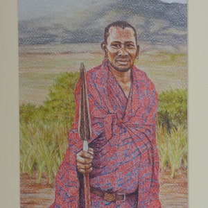 Masai Figure Art, Maasai Warrior With Spear, Africa Artwork, Tanzania ...