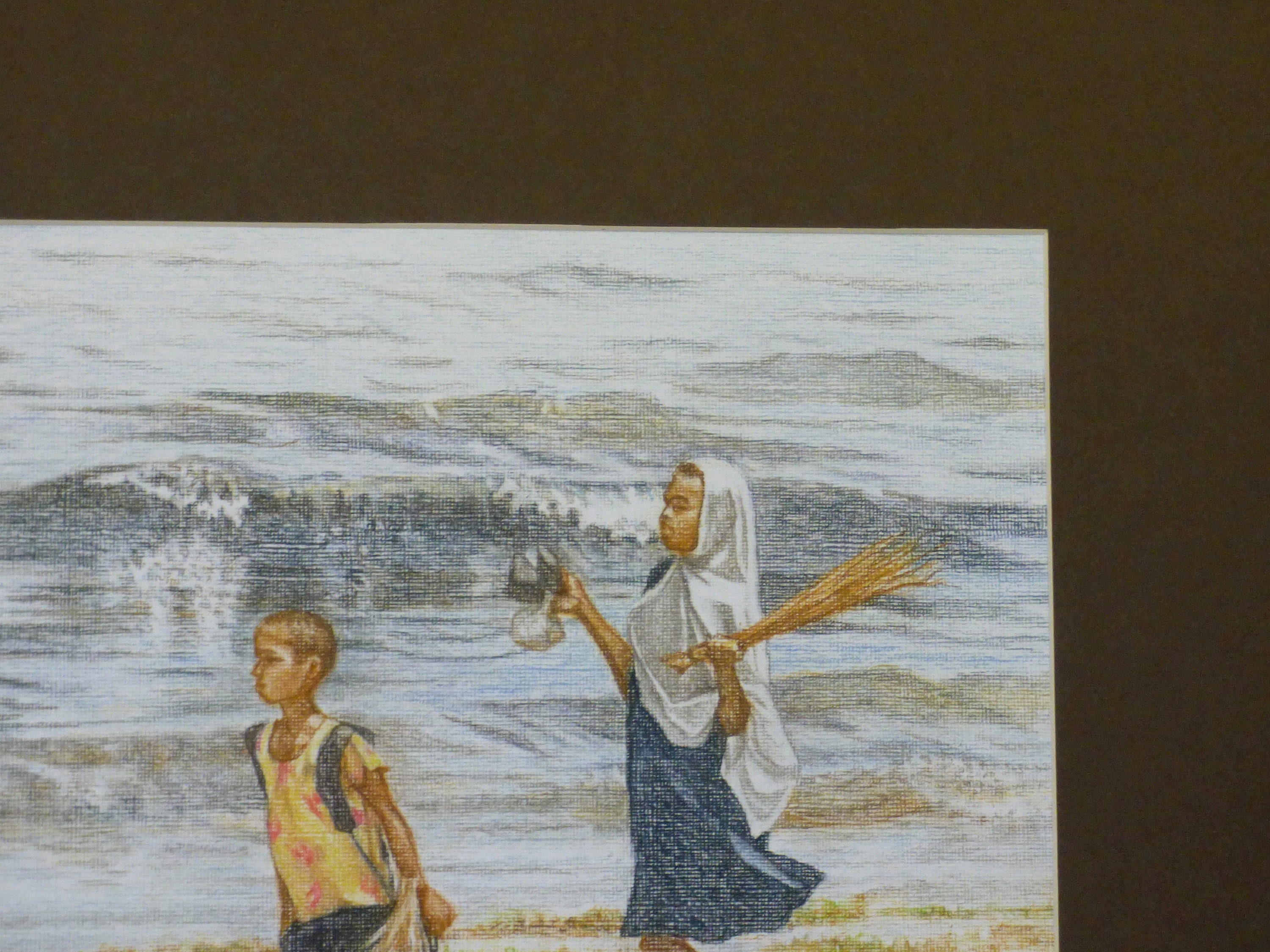 Children Walking Along Beach, Original African Figure Art, African ...
