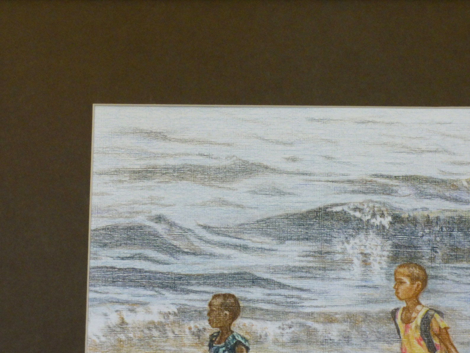 Children Walking Along Beach, Original African Figure Art, African ...