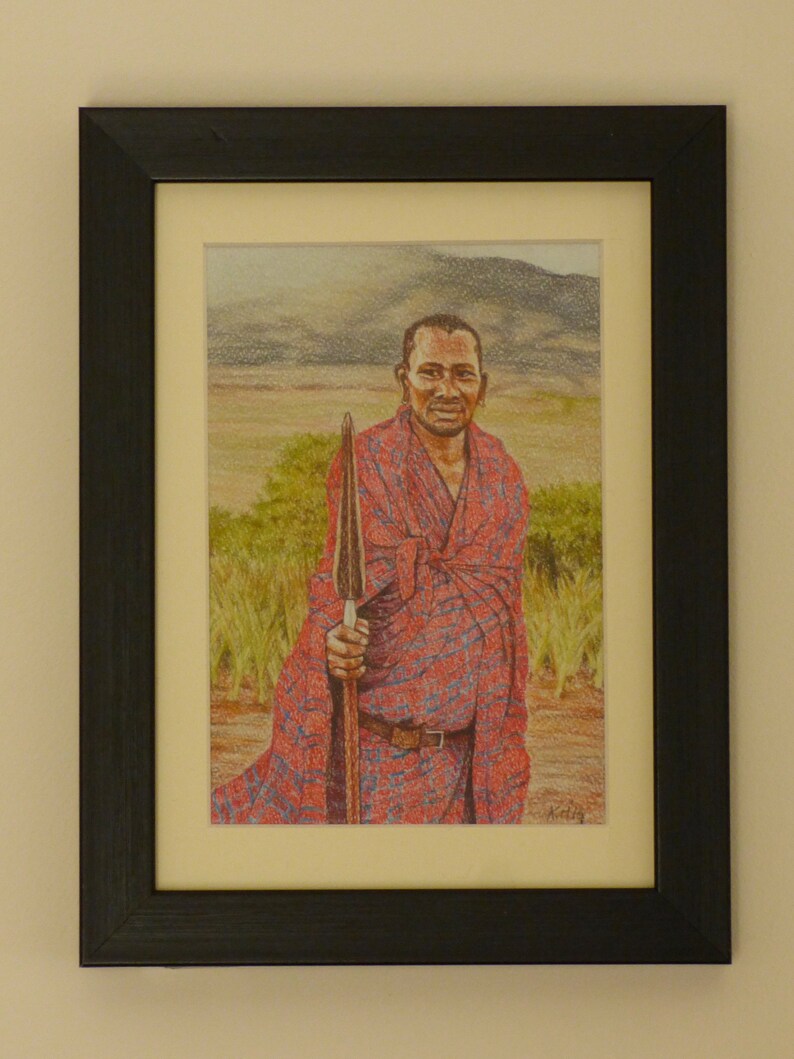 Masai Figure Art, Maasai Warrior With Spear, Africa Artwork, Tanzania ...