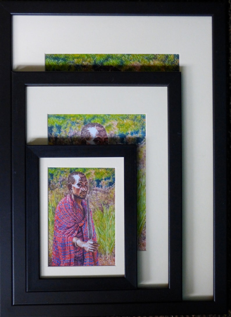 Unframed Masai Warrior With Spear, Africa Art Print, Maasai Figure ...