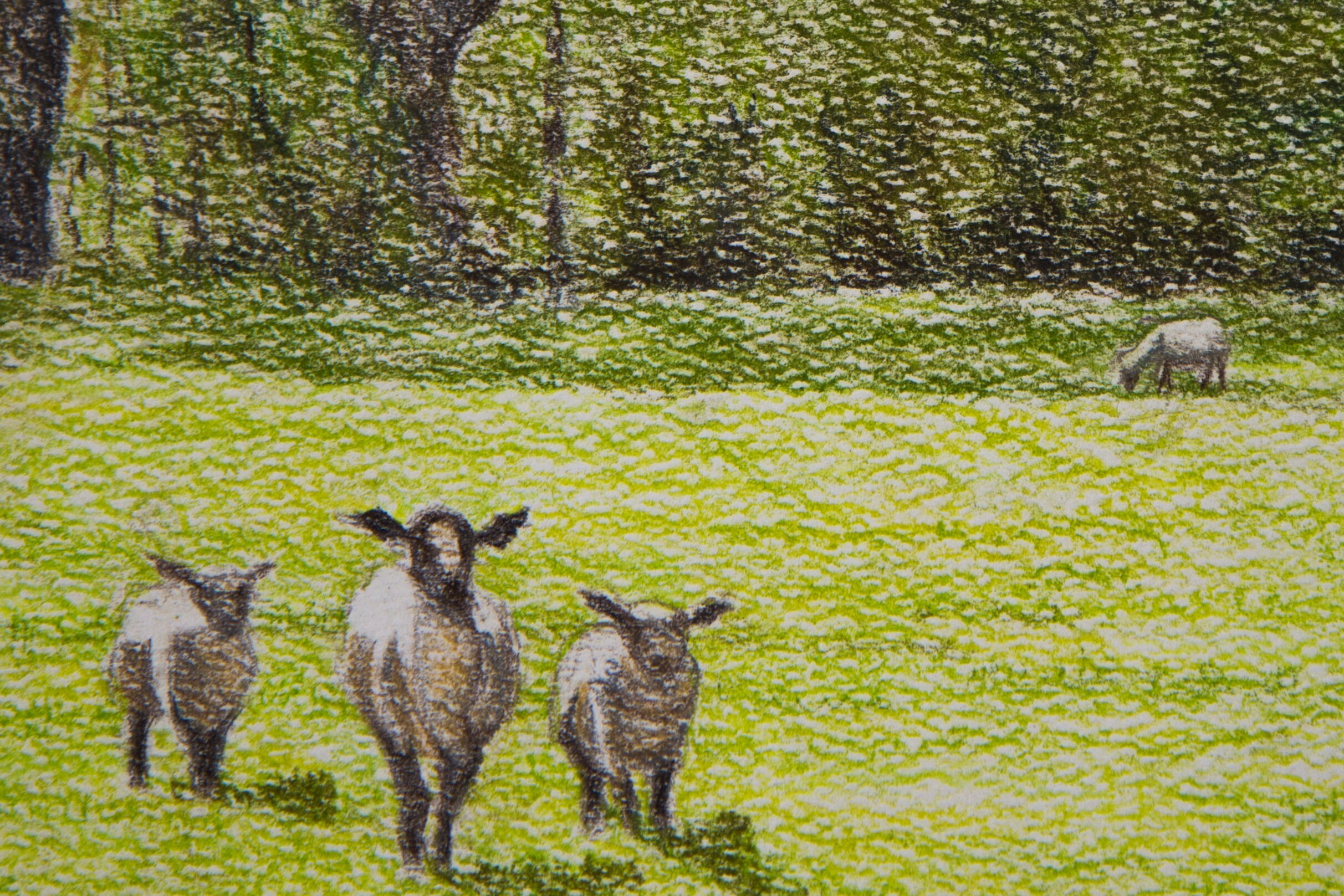 Original Landscape Art, English Countryside, Sheep and Lambs, Rural ...