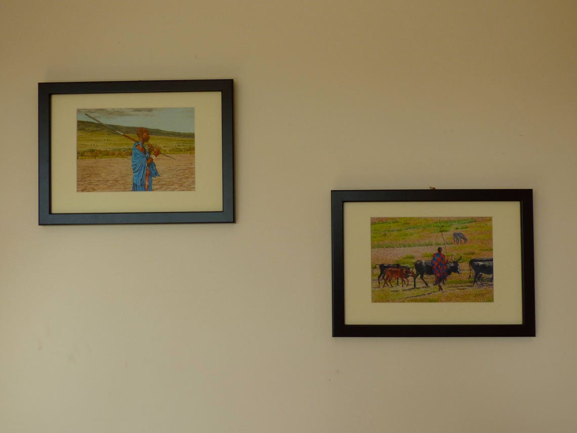 Masai and Cattle Art Print, Africa Wall Art, Tanzania Africa, Africa ...