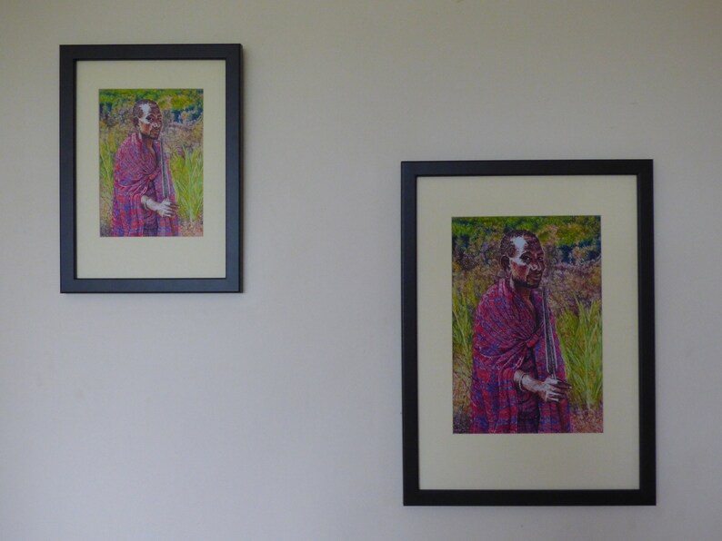 Unframed Masai Warrior With Spear, Africa Art Print, Maasai Figure ...