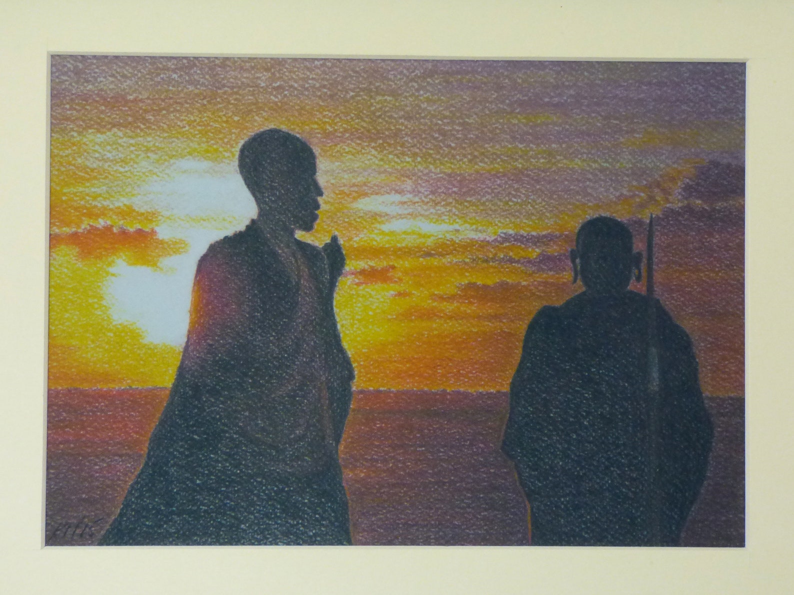 Masai Print and Sunset, Silhouette Figures, African Sunset Art Prints ...