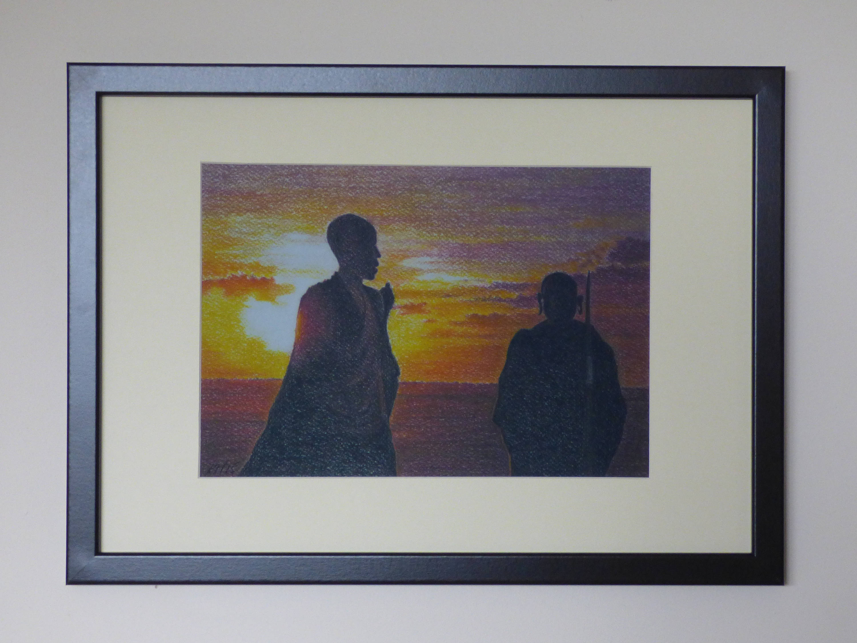 Masai Print and Sunset, Silhouette Figures, African Sunset Art Prints ...