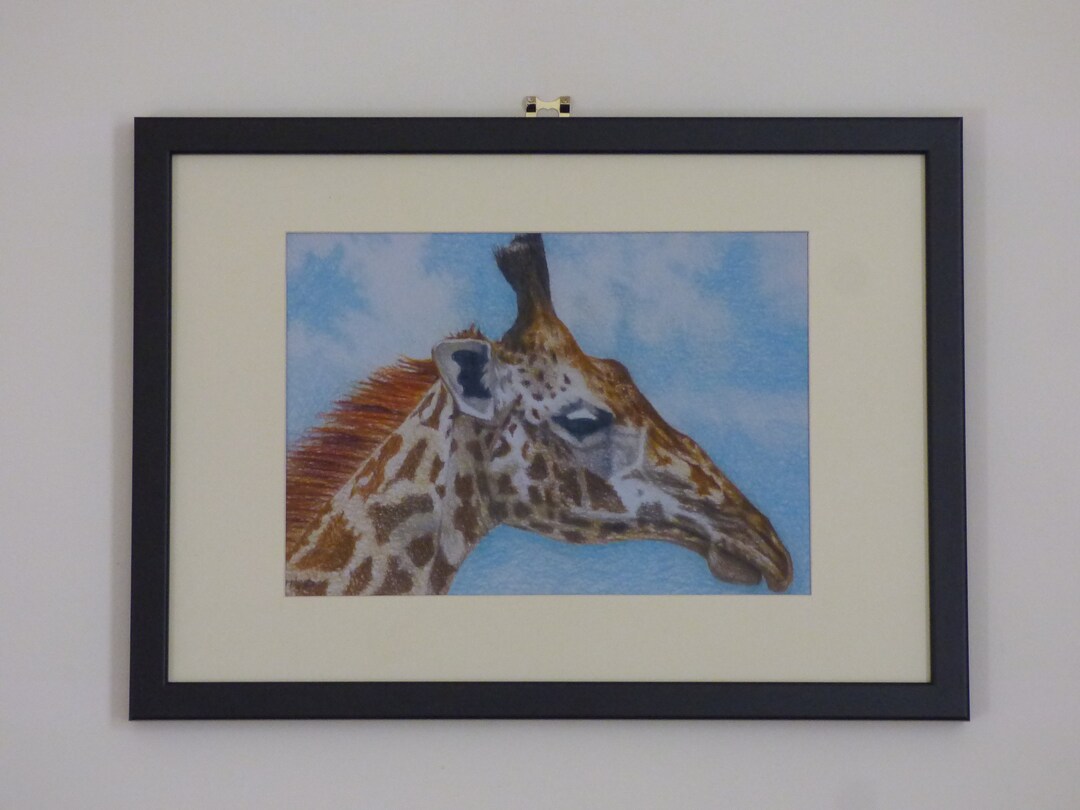 Framed Giraffe Portrait, African Wildlife, Framed Animal Art, Giraffe ...