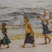 Children Walking Along Beach, Original African Figure Art, African ...