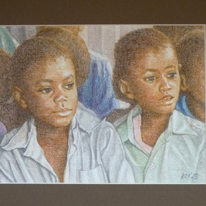 Original Portrait Art, African Schoolchildren, Zanzibar, African Child ...