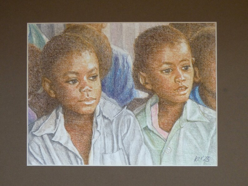 Original Portrait Art, African Schoolchildren, Zanzibar, African Child ...