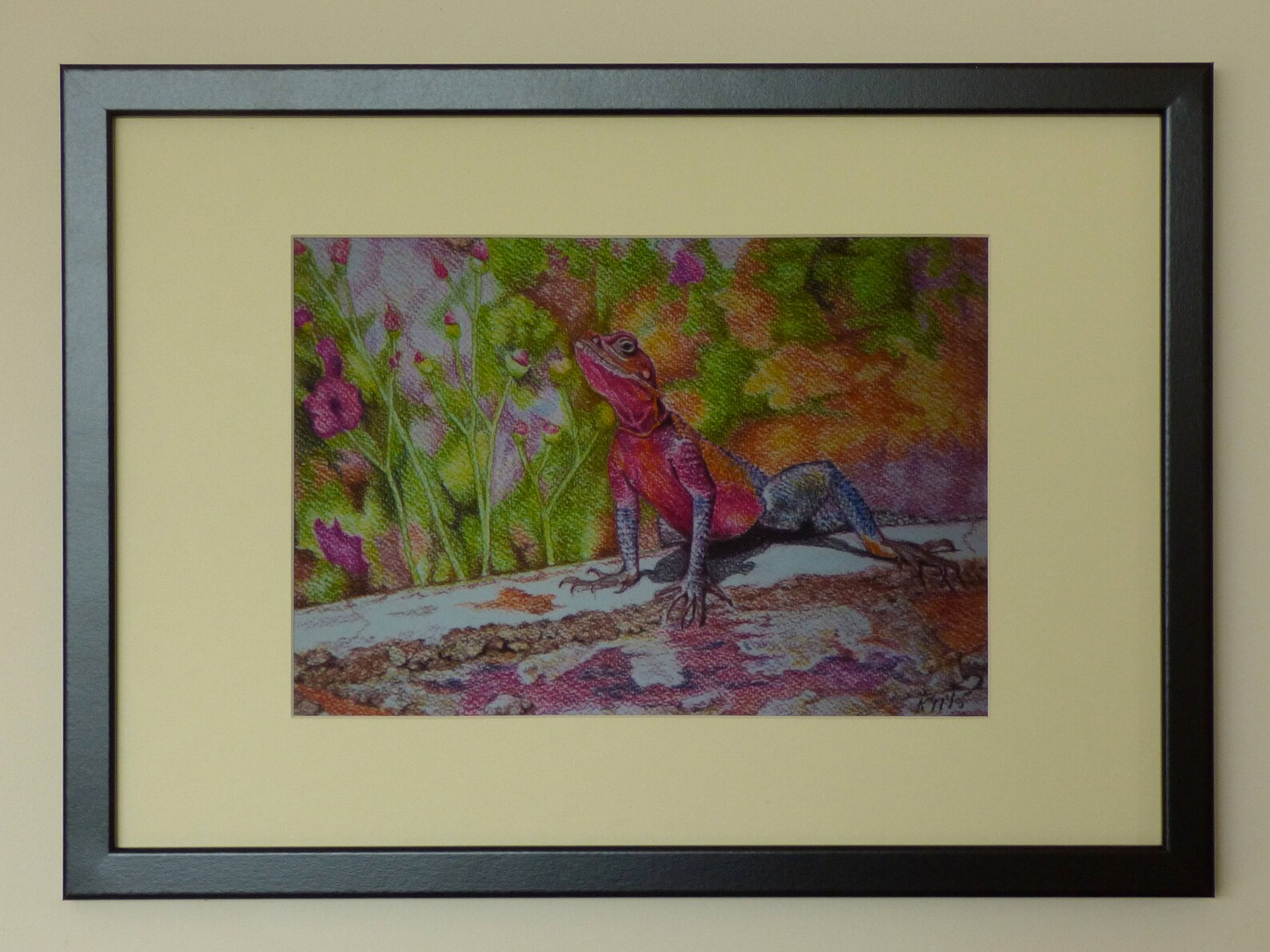 Framed Lizard Art Print, Rainbow Lizard, Reptile Paintings, Lizard Wall ...
