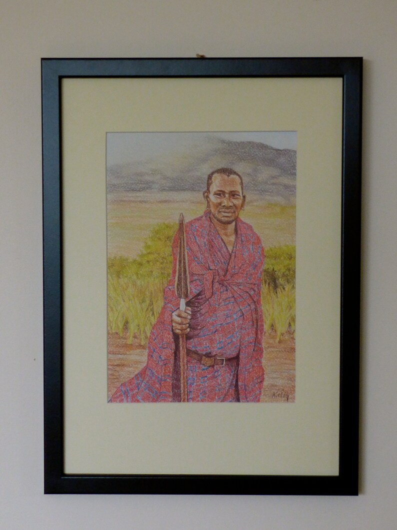 Masai Figure Art, Maasai Warrior With Spear, Africa Artwork, Tanzania ...