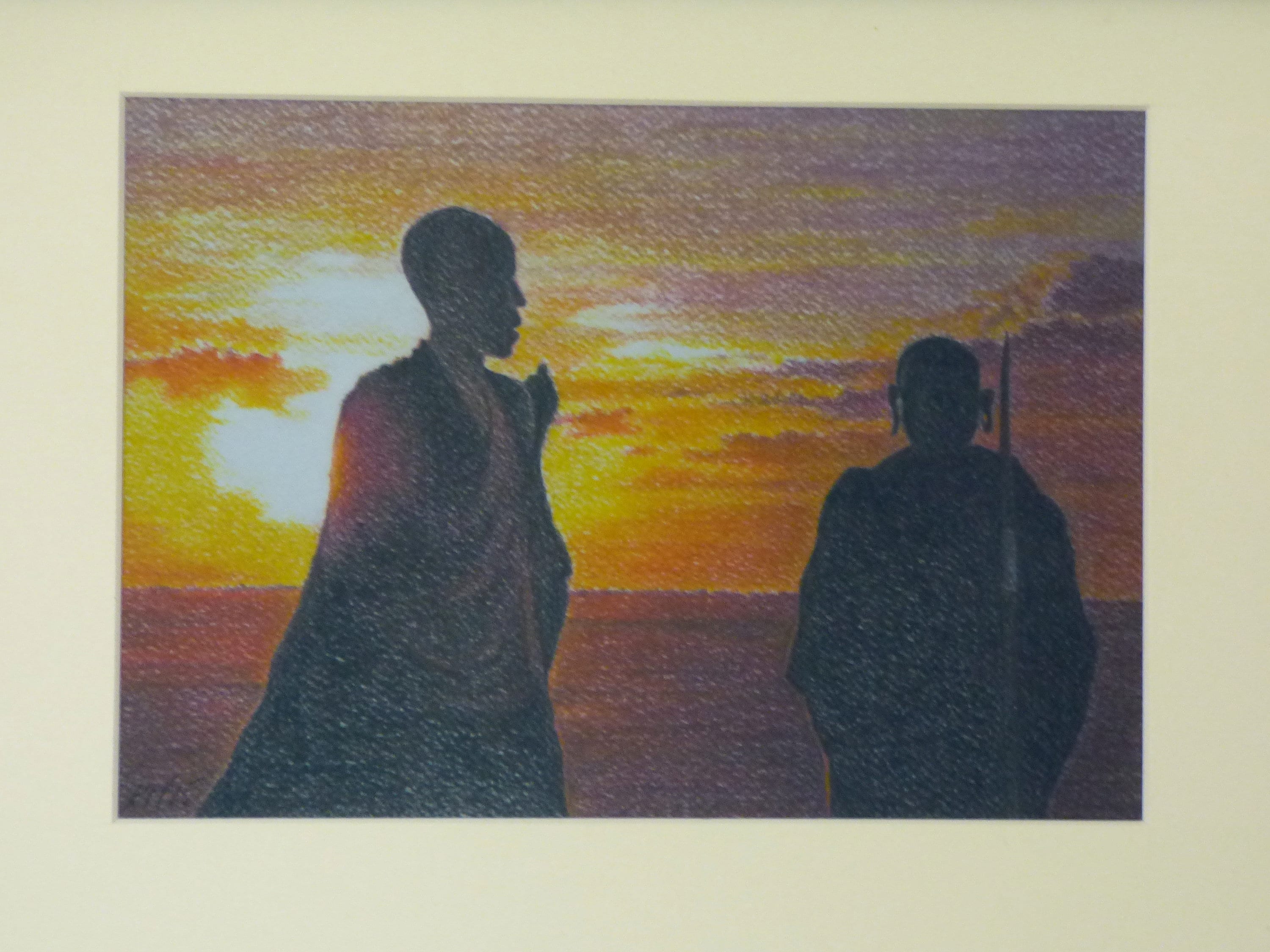 Masai Print and Sunset, Silhouette Figures, African Sunset Art Prints ...