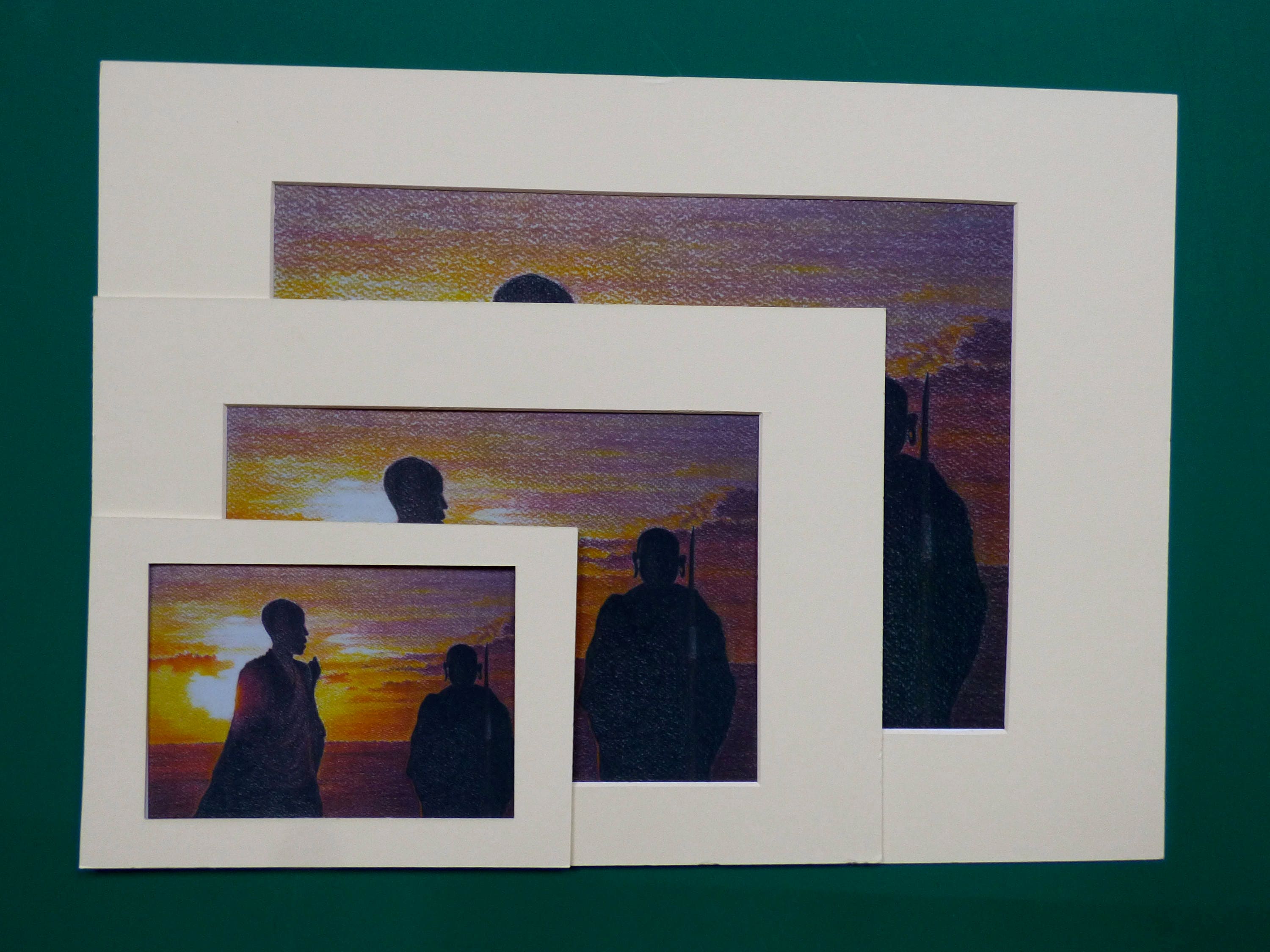 Masai Print and Sunset, Silhouette Figures, African Sunset Art Prints ...