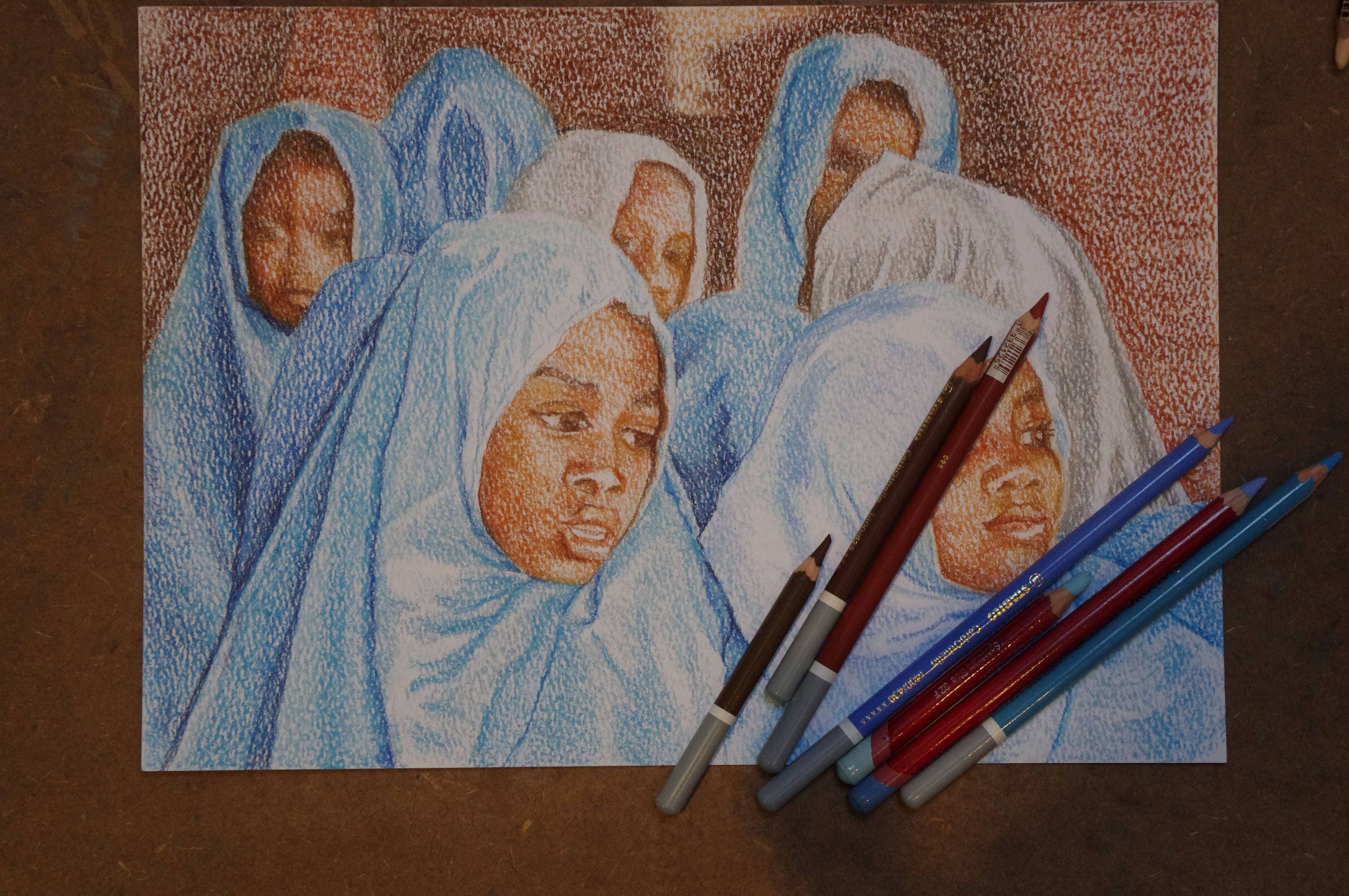 Original Child Portrait Art, African Schoolchildren, Zanzibar Children ...