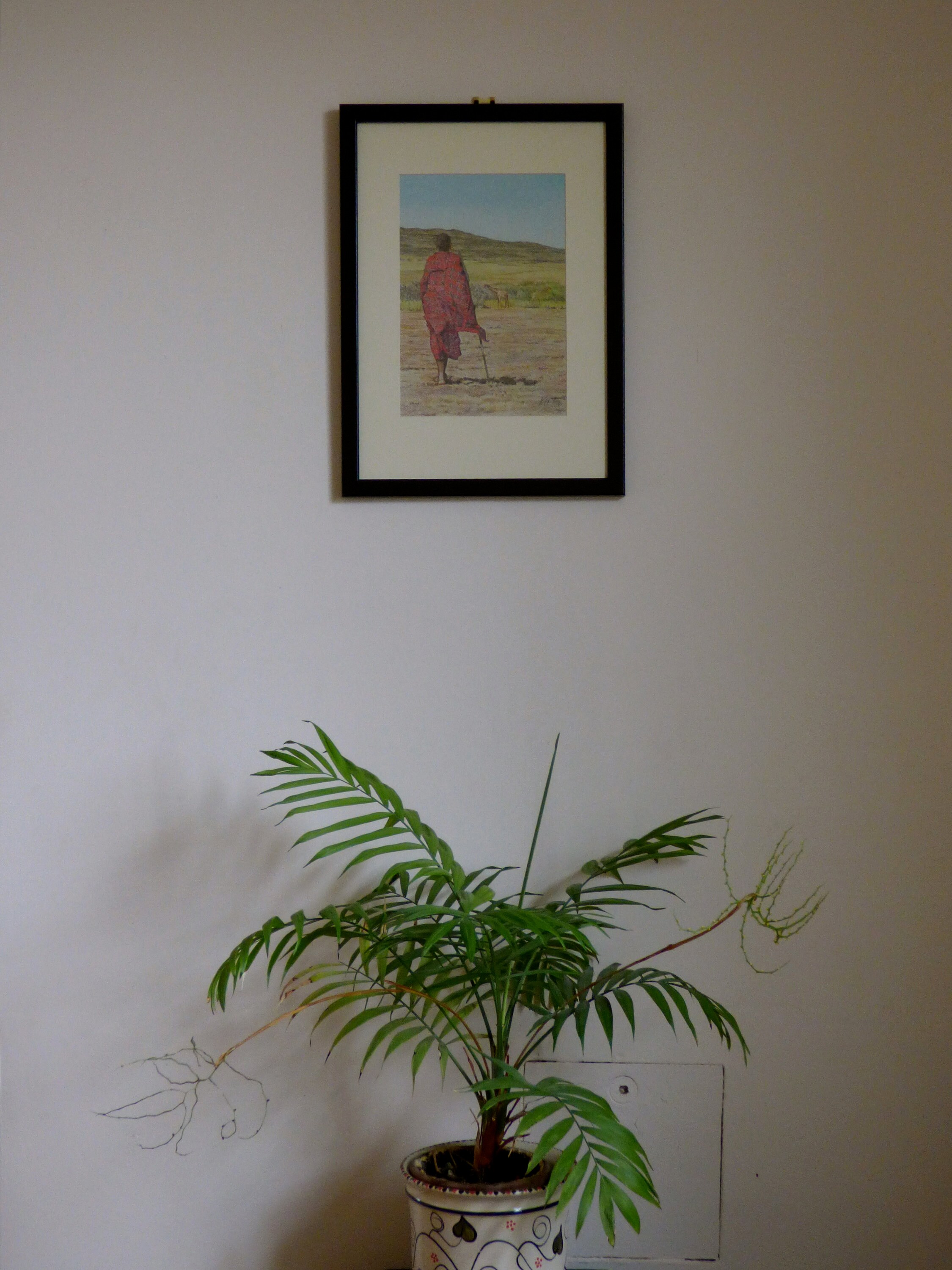 Masai in African Landscape, African Figure Art, Giraffe and Masai Art ...