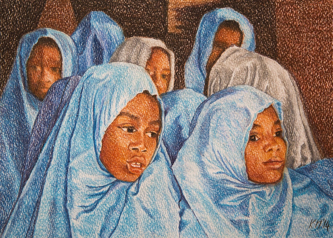 Original Child Portrait Art, African Schoolchildren, Zanzibar Children ...