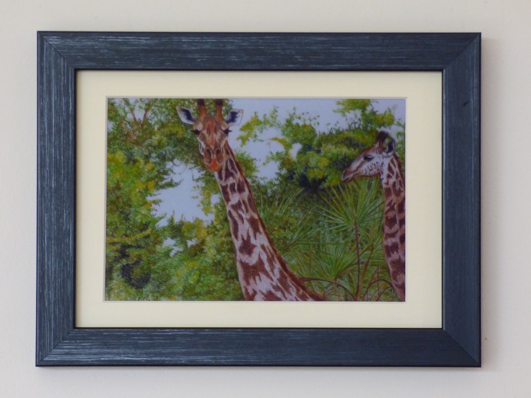 Small Framed Giraffe Portrait, African Wildlife, Framed Animal Print ...