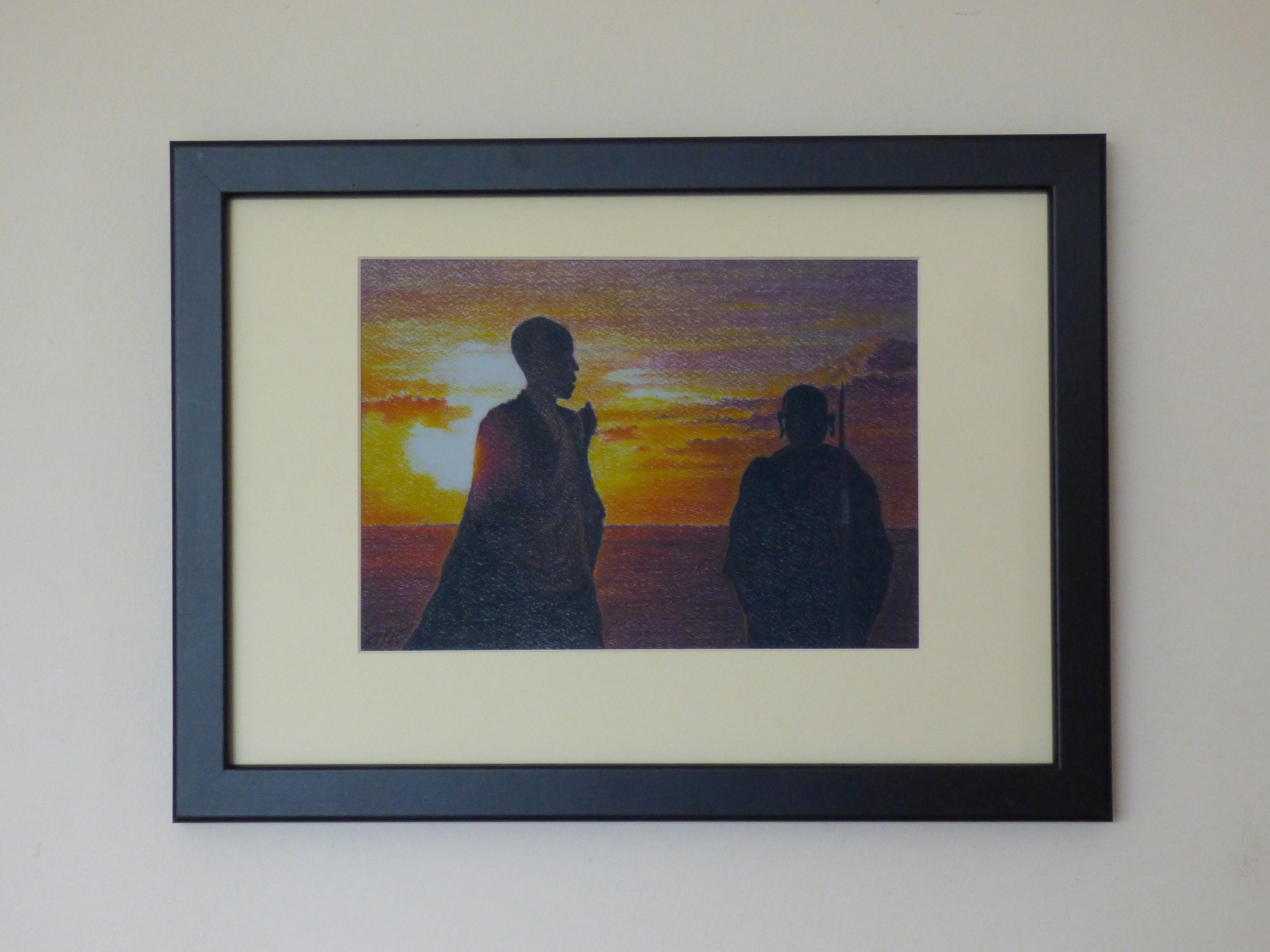 Masai Print and Sunset, Silhouette Figures, African Sunset Art Prints ...