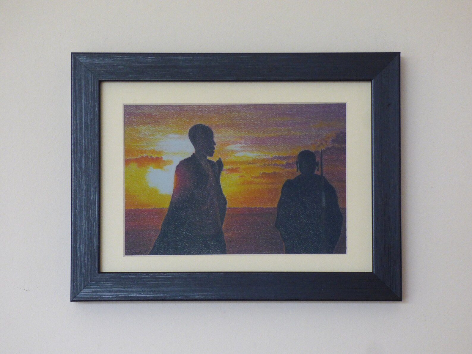 Masai Print and Sunset, Silhouette Figures, African Sunset Art Prints ...