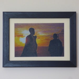 Masai Print and Sunset, Silhouette Figures, African Sunset Art Prints ...