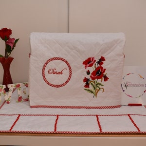 Personalized Sewing Machine Cover, Quilted Dust Cover, Poppy Design - Etsy