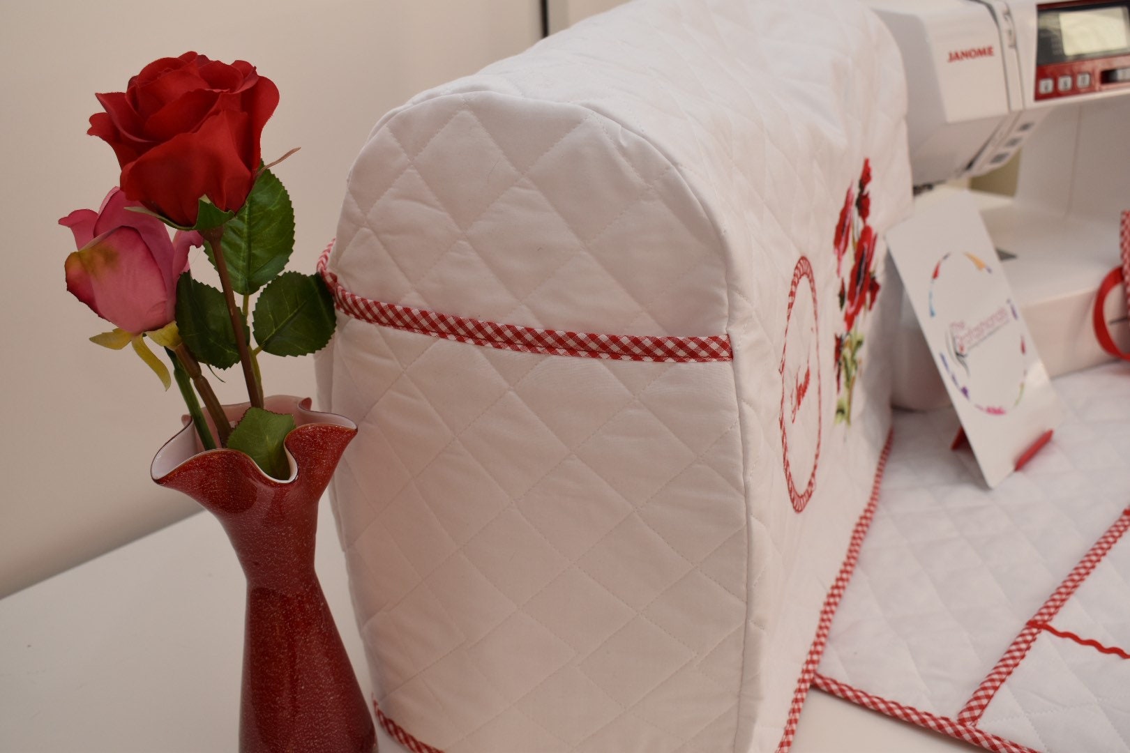 Personalized Sewing Machine Cover, Quilted Dust Cover, Poppy Design - Etsy