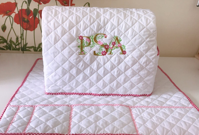 Personalized Sewing Machine Cover With Mat, Embroidered Monogram - Etsy