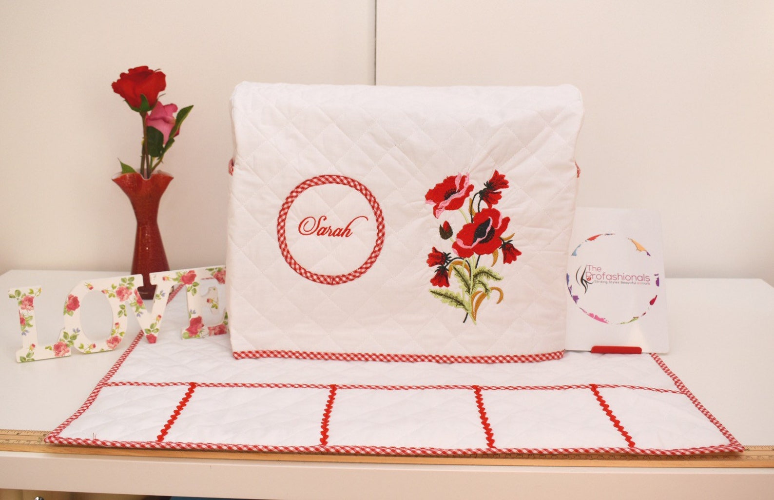 Personalized Sewing Machine Cover, Quilted Dust Cover, Poppy Design - Etsy