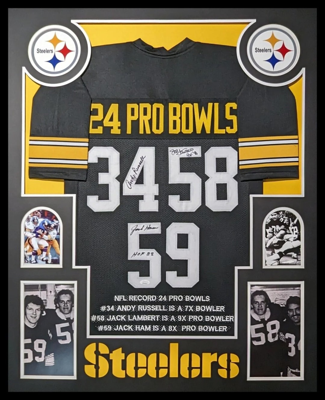 Lambert Ham & Russell Autographed Signed Framed Pittsburgh Steelers 24 ...