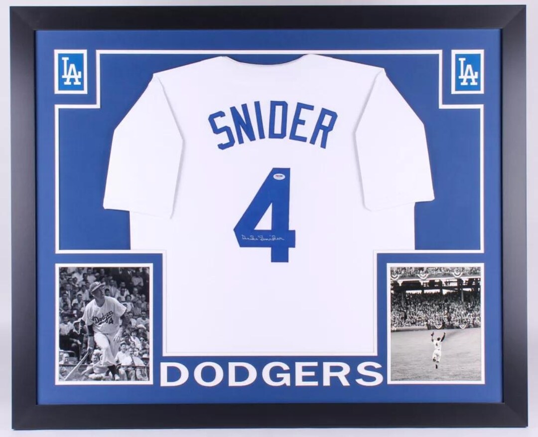 Duke Snider Autographed Signed Framed Los Angeles Dodgers Jersey JSA ...
