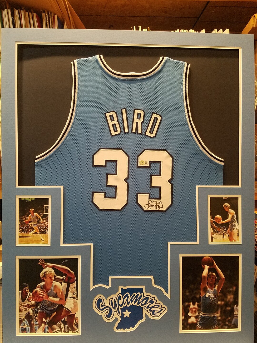 Larry Bird Autographed Signed Indiana State Sycamores Framed Jersey ...