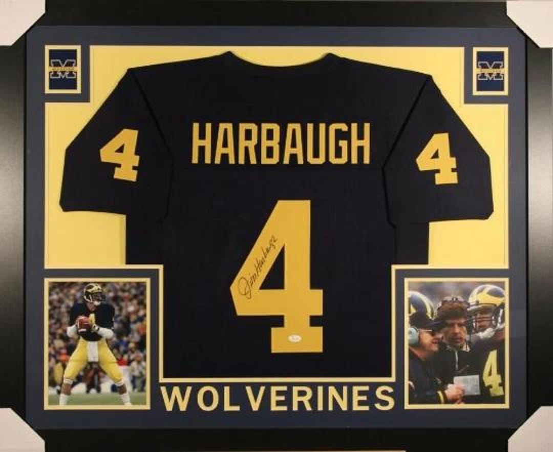 Jim Harbaugh Autographed Signed Framed Michigan Wolverines Jersey PSA ...